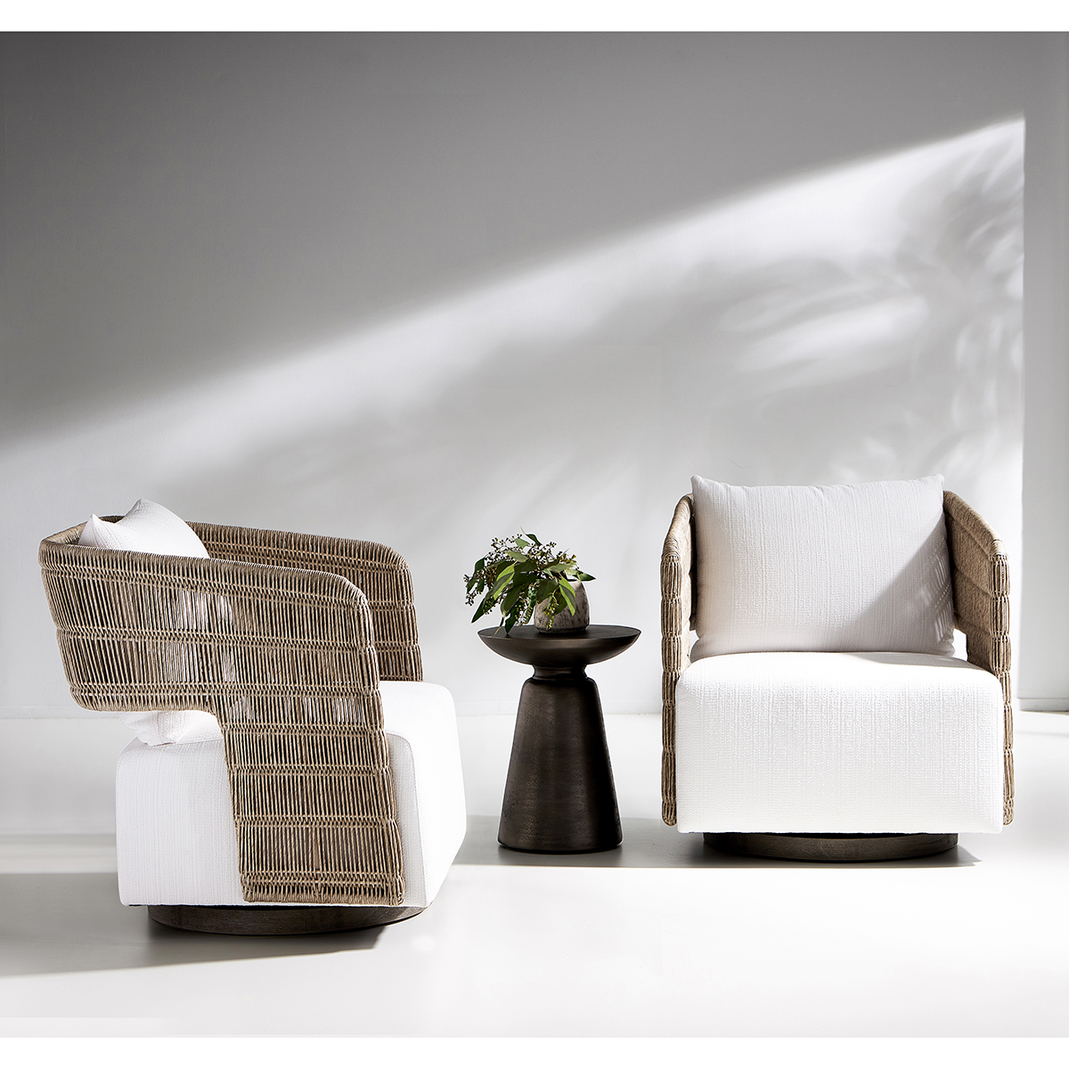 Bernhardt Maldives Swivel Chair and Catalan Accent Table Set | BH ...