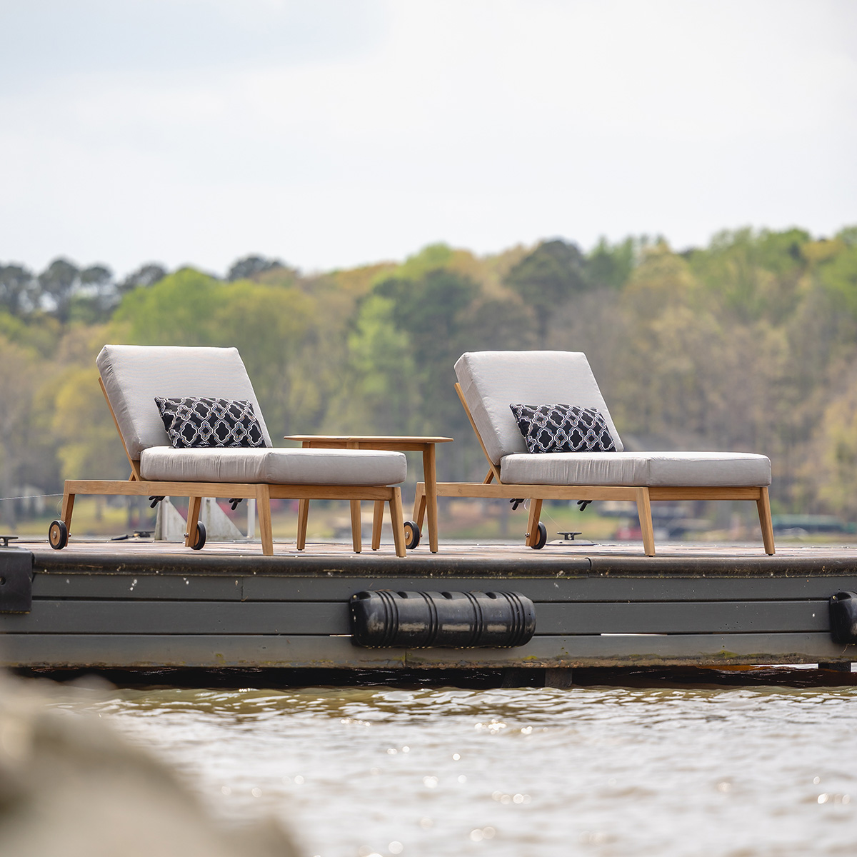 Lloyd Flanders Alpine Outdoor Teak Chaise Lounge Set | LF-ALPINE-SET5