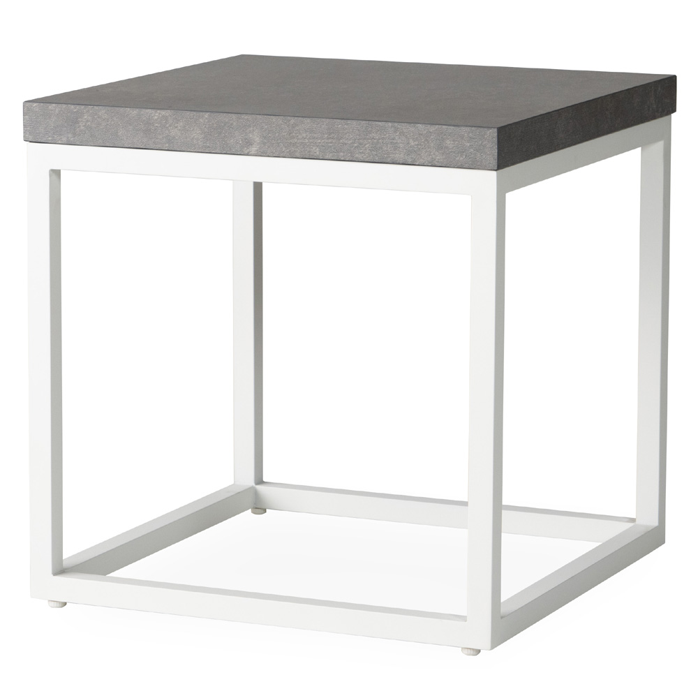 Lloyd Flanders Universal 20" Square End Table with White Frame and Gray ...