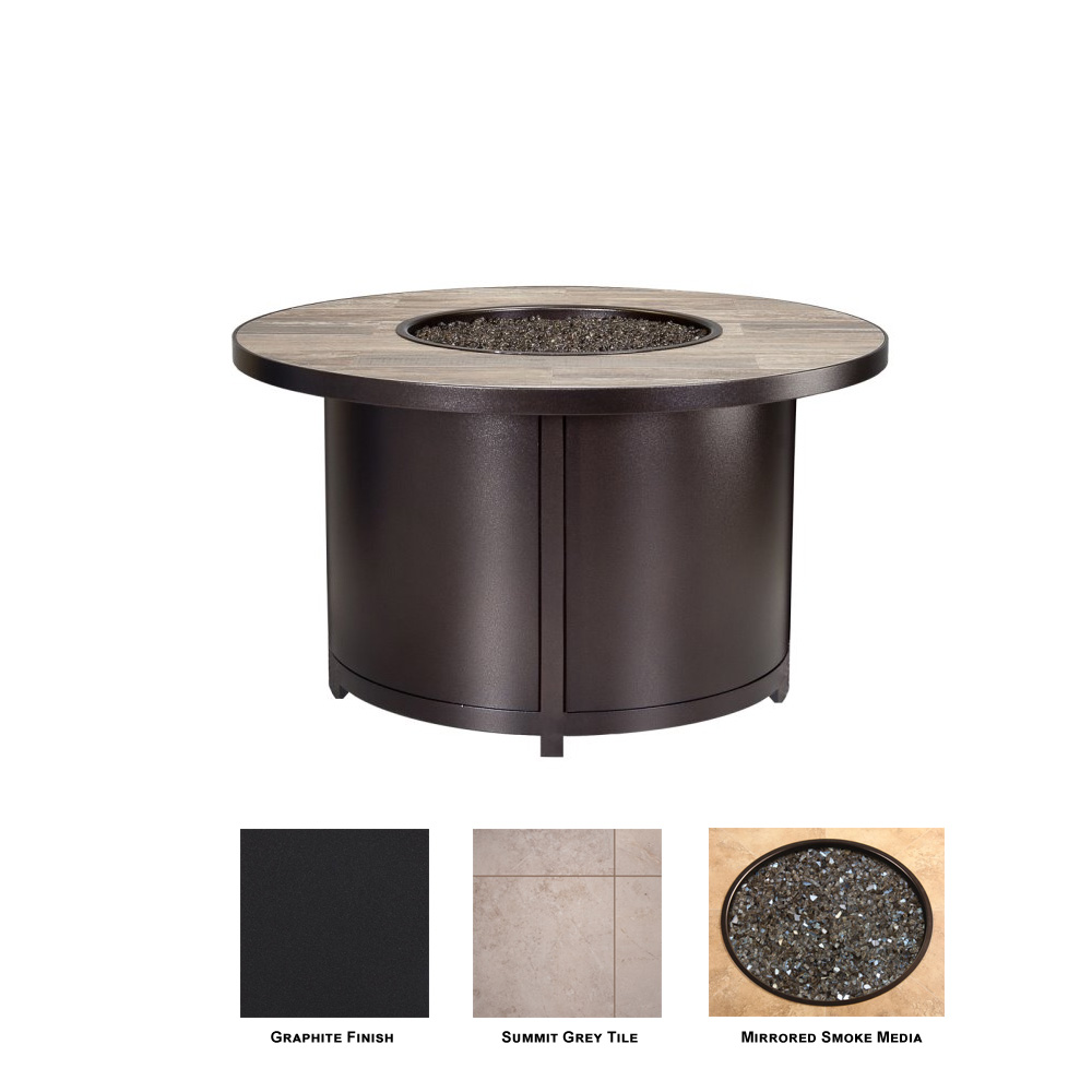 OW Lee Quick Ship Capri 42" Round Chat Fire Table - Graphite with ...