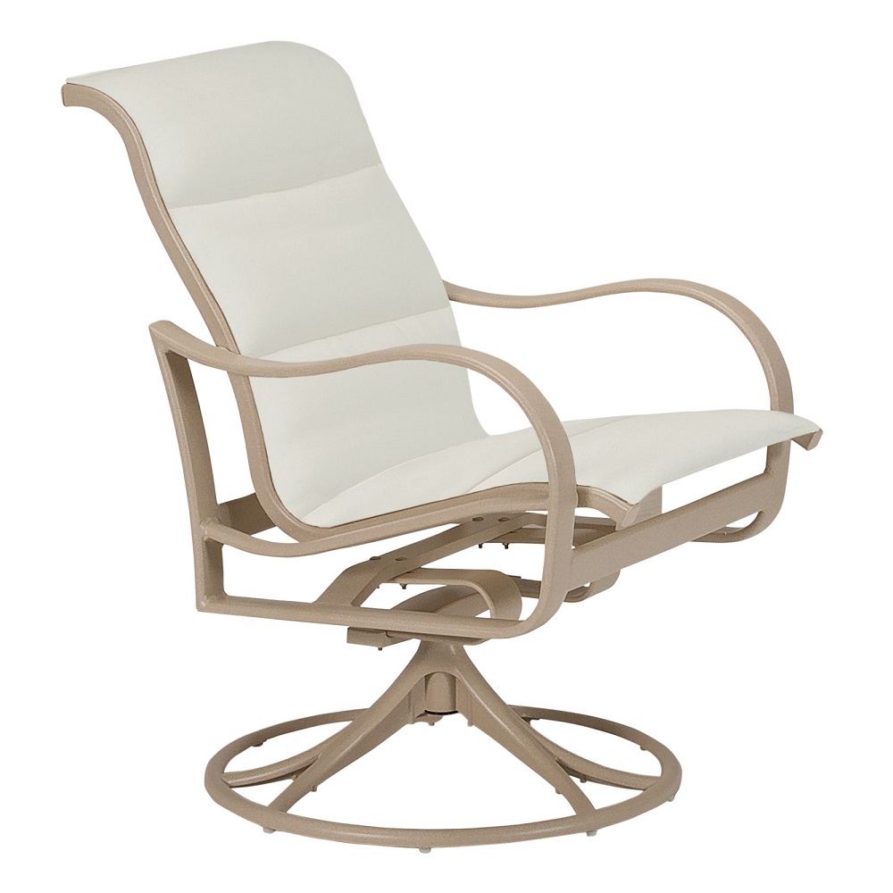 Tropitone Shoreline Padded Sling Swivel Rocker Dining Chair | 960269PS