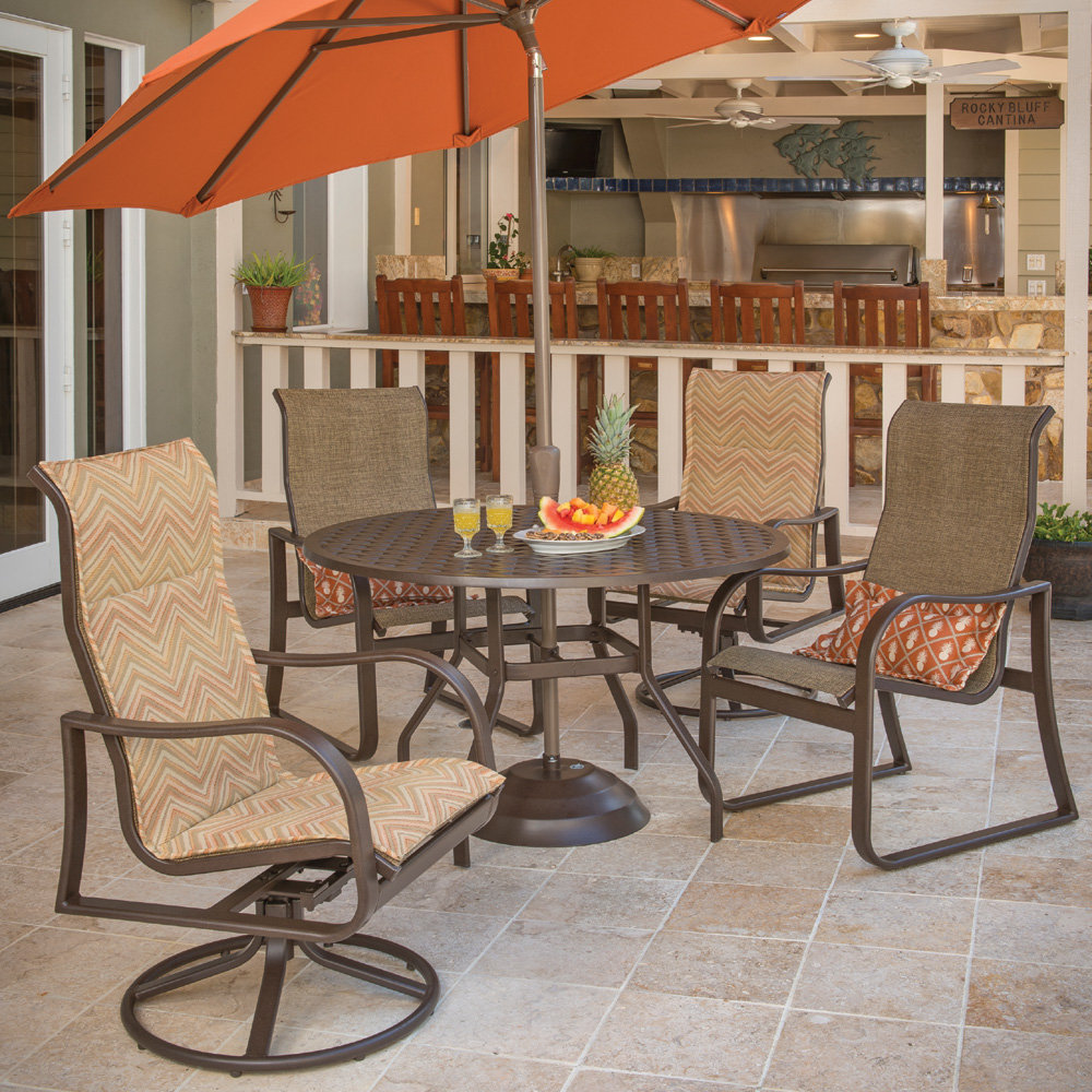 Windward Corsica Sling Outdoor Dining Set for 4 with High Back Chairs ...