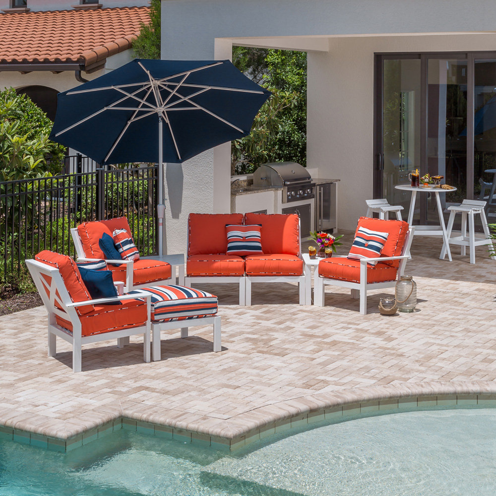 Windward Sanibel MGP Cushion Outdoor Sectional and Lounge Chair Set ...