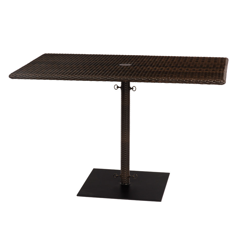 Woodard All Weather Wicker Rectangular Umbrella Dining Table with ...